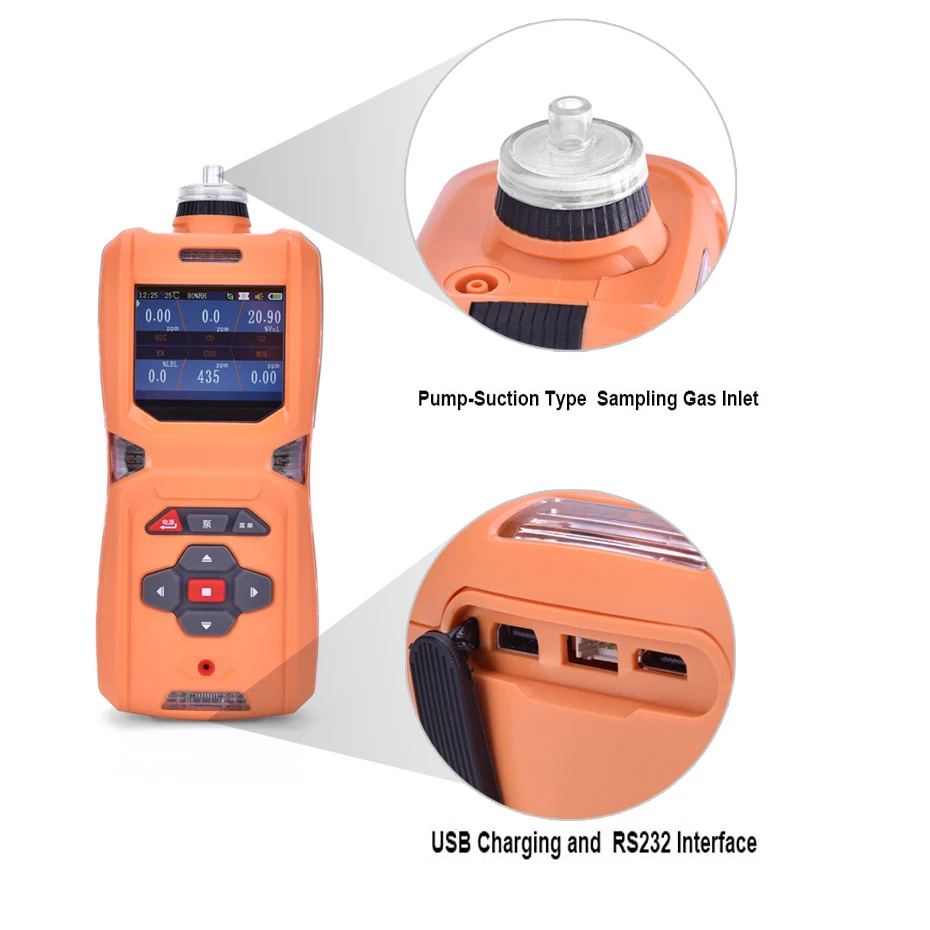 MS600 Portable Multi Gas Detector - CO, H2S, O2, Ex, CO2, NOX