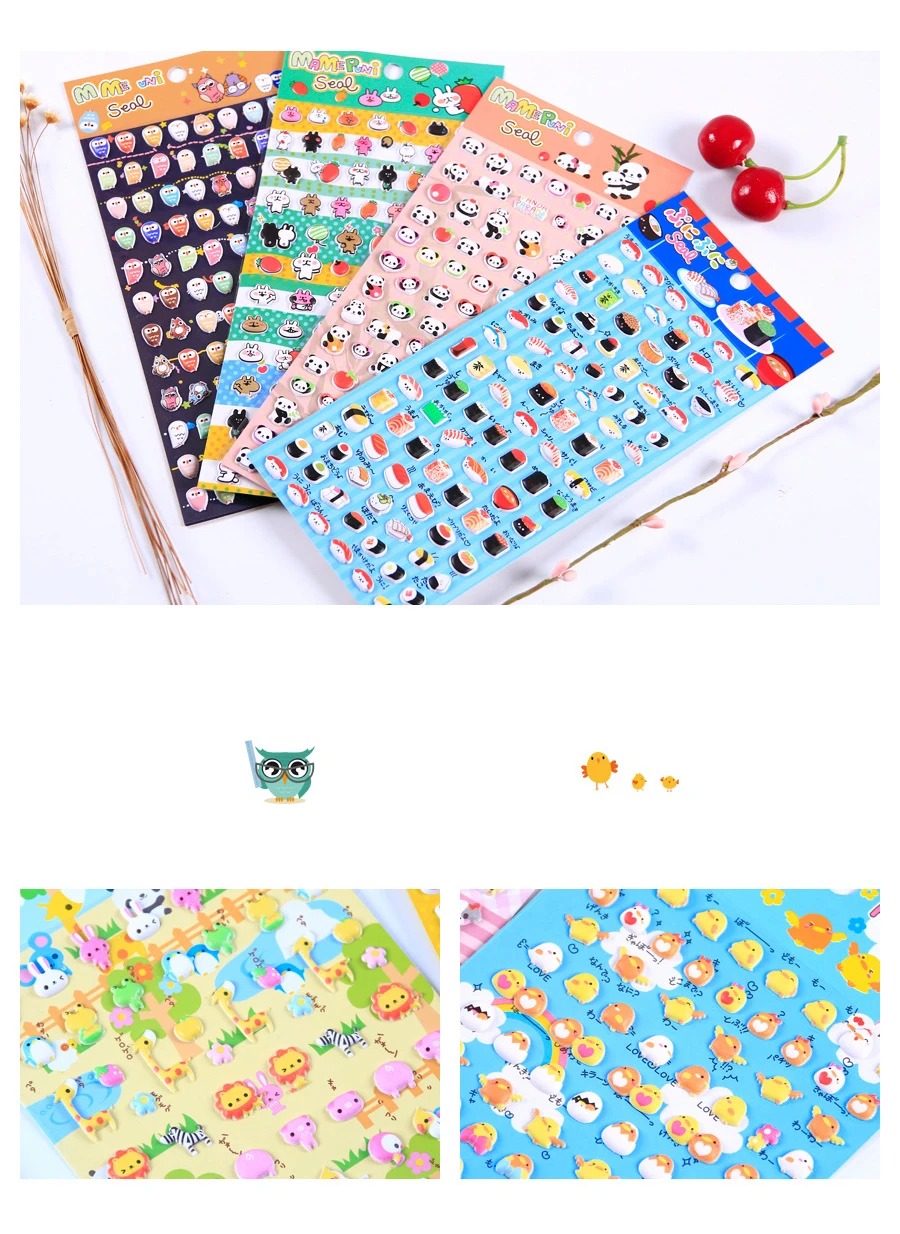 3D Puffy Stickers for Kids Cartoon Animal Sticker Waterpoof DIY Sticker ...