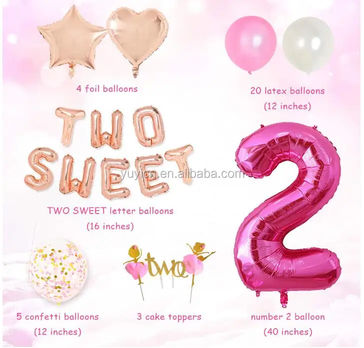 Two Sweet Birthday Theme Girl - 2nd Birthday Decorations