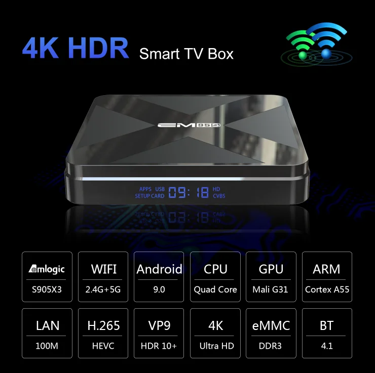 High Quality 8k Hd Android Tv Boxes 4k Hd Quad Core Processor Em95s 2gb ...