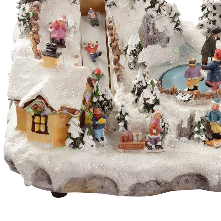 Animated Polyresin Christmas Led Village Model With Moving Gifts ...