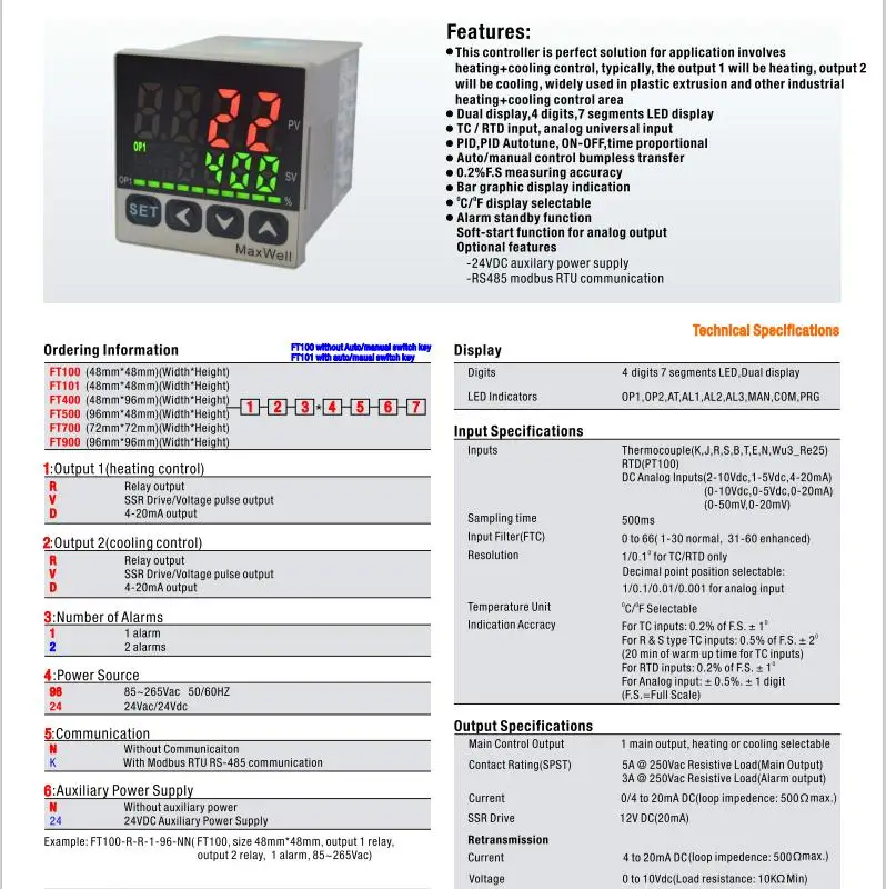 Heating And Cooling Dual Output Pid Temperature Controller - Buy ...
