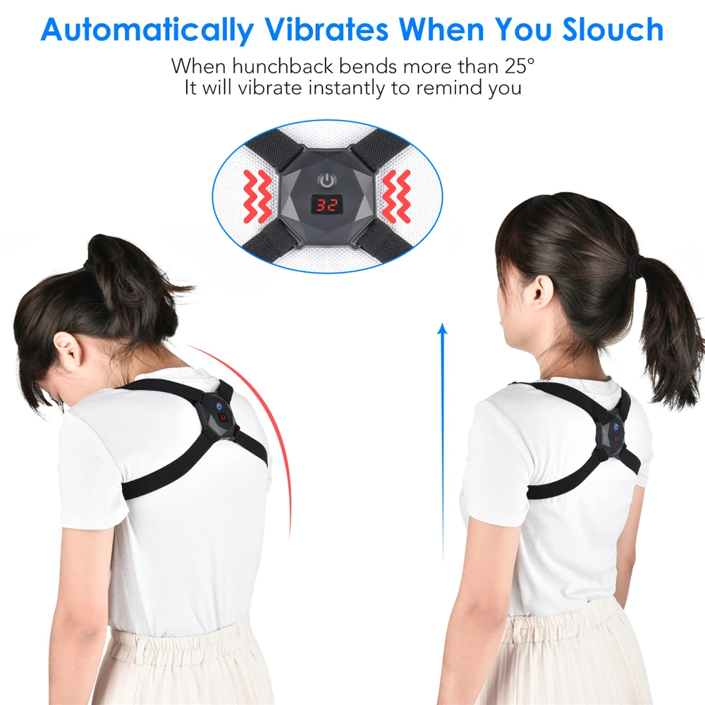 Electric Vibrating Adjustable Upper Back Stabilizer Posture Corrector ...