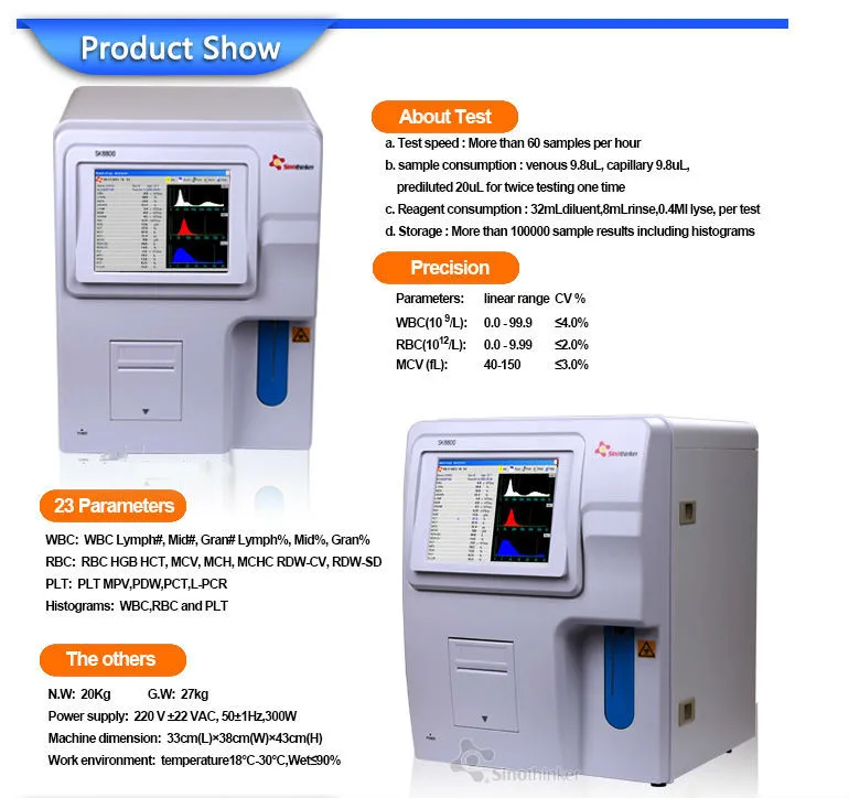 Hot Sale Veterinary Hematology Analyzer High Performance Portable 3 ...