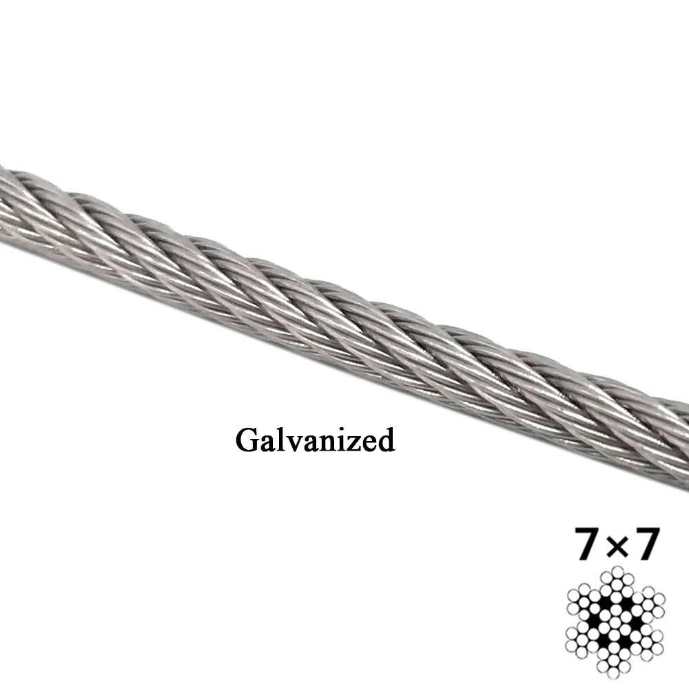 Kingtale 7x7 Galvanized Steel Wire Rope 1mm 2mm 3mm 4mm 5mm - Buy Wire ...