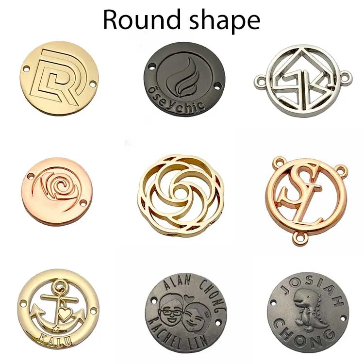 Custom Logo Engraved Gold Metal Tags for Handbags & Clothing