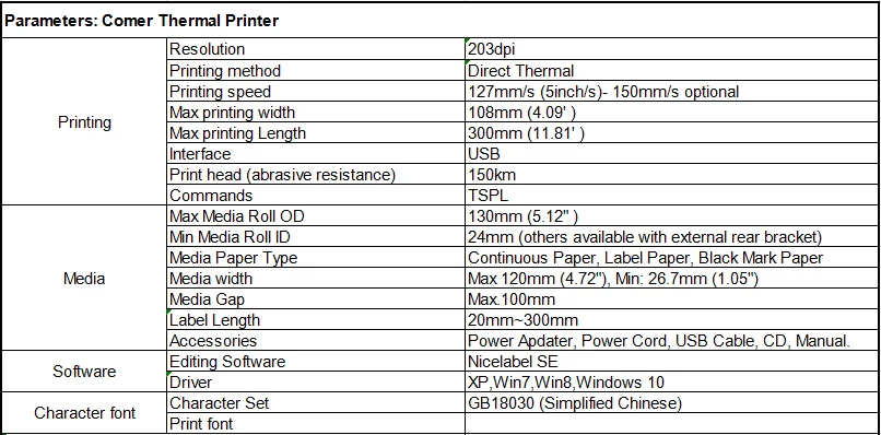 The Best Value Desktop Thermal Printer Comer Gx- 418x Barcode Label ...