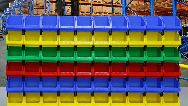 Large Plastic Stackable Organizing Warehouse Storage Bin Used ...