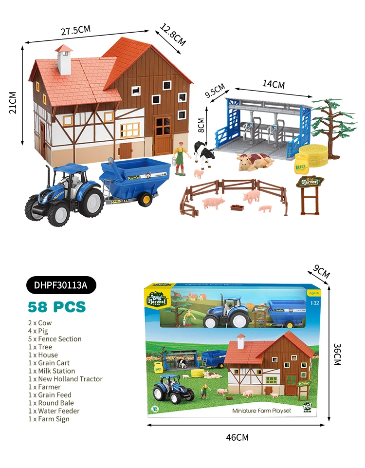 Big Harvest Farm Newholland Tractor Play Set Farm House Toys Kids ...
