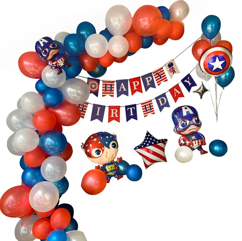 Captain America Balloon Decorations Kit Hero Birthday Party Supplies ...