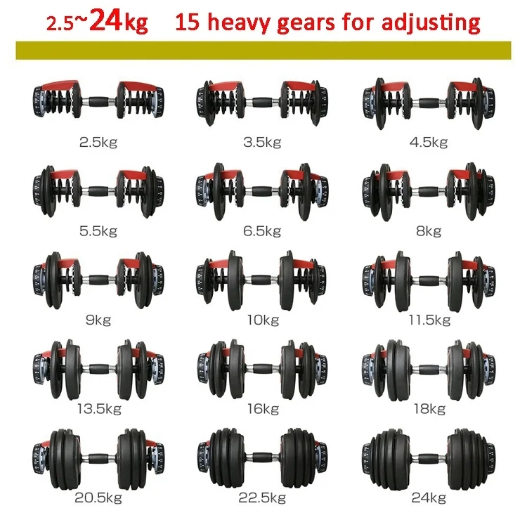 In Stock Adjustable Dumbbell 24kg 52.5lbs 40kg 90lbs Multi-function ...