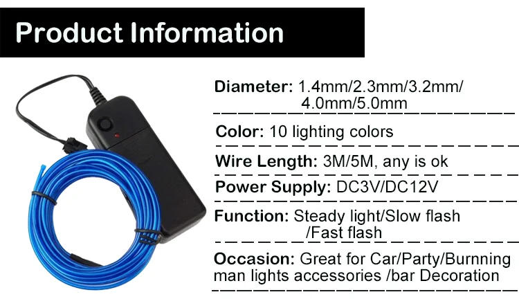 Party Christmas Decoration Led Light 2.3mm 3m Diy Flexible Colorful Led ...