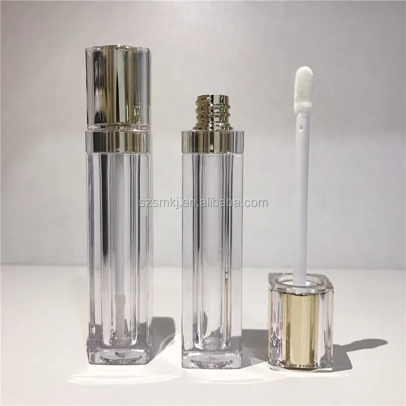 8ml Transparent Body Metal Silver Gold Lid Top Lip Gloss Tube Custom ...