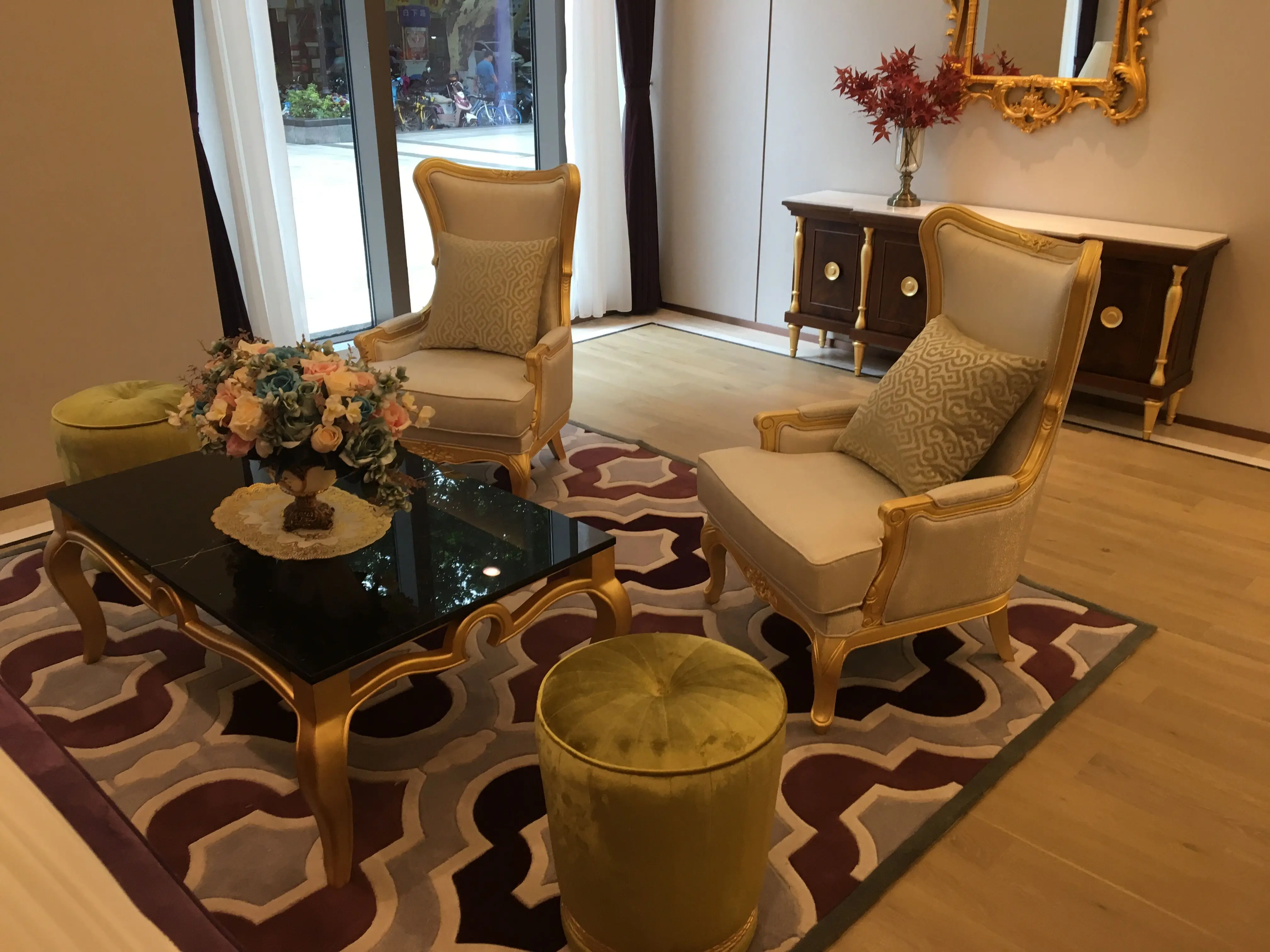 Customized Antique Golden Loyal Living Room Chairs With Beige ...