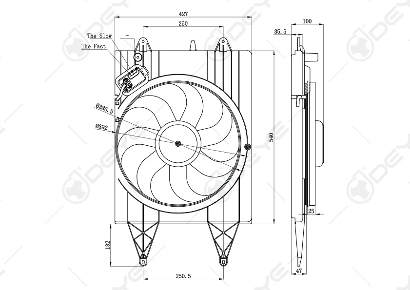 OE # 5U0121207A 5U0959455B Auto Engine 12V Dc Radiador Ventilador de ...