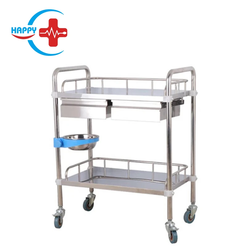 Hc-m028 Hospital Clinic Trolley Medical Two-floor Equipment Carts With ...