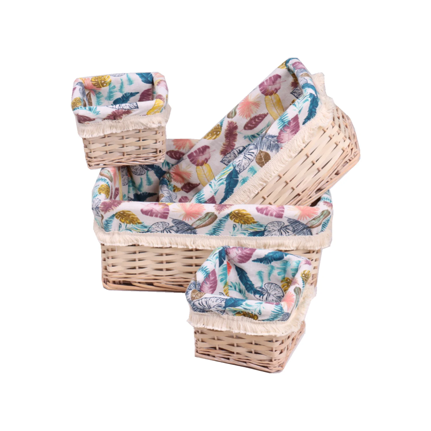 Hand Woven Rectangle Wooden Chip Willow Products Wicker Storage Basket ...