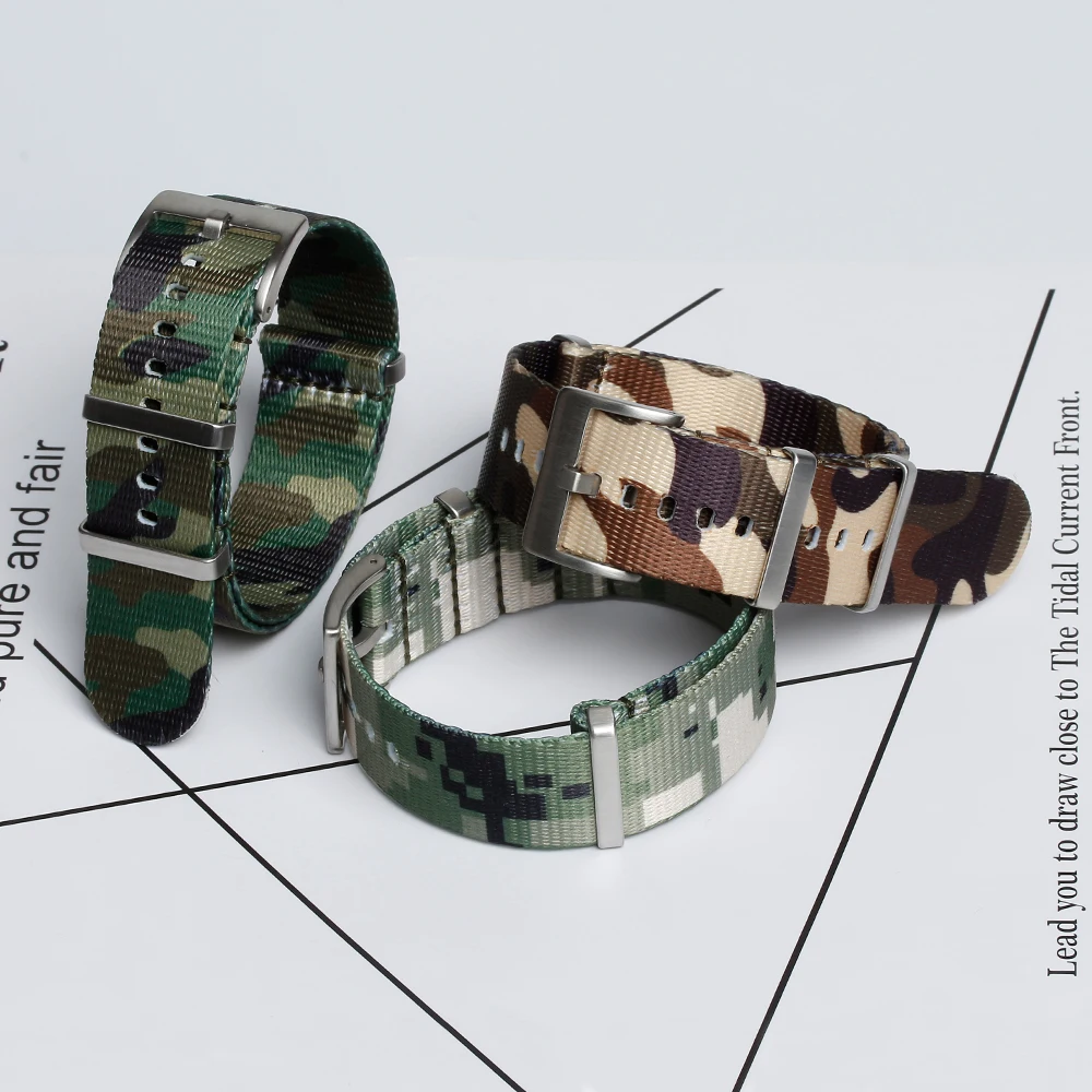 Camo Print Watch Straps - Soft Nylon for Fashion & Comfort