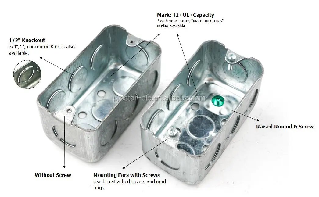 4x2" Rectangular Caja Electrica Metal Junction Box - PST