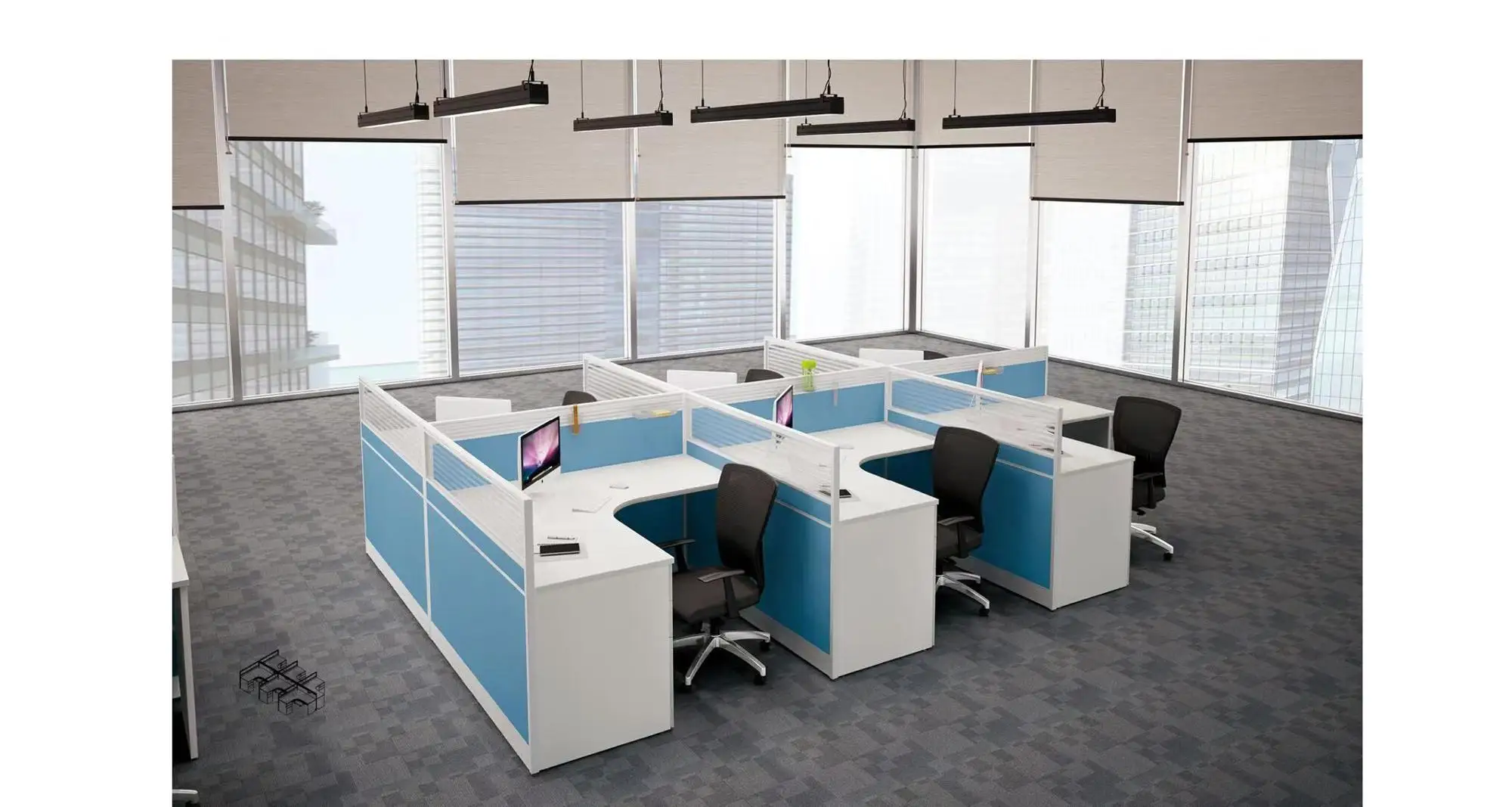 Modern Office Furniture Modular Cubicle Partition Curved Work Station ...