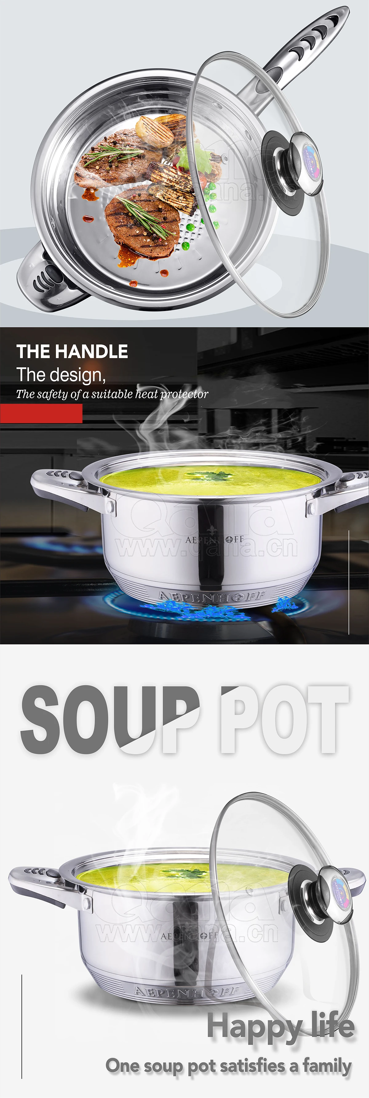 Induction Stainless Steel Palm Restaurant Cookware Set