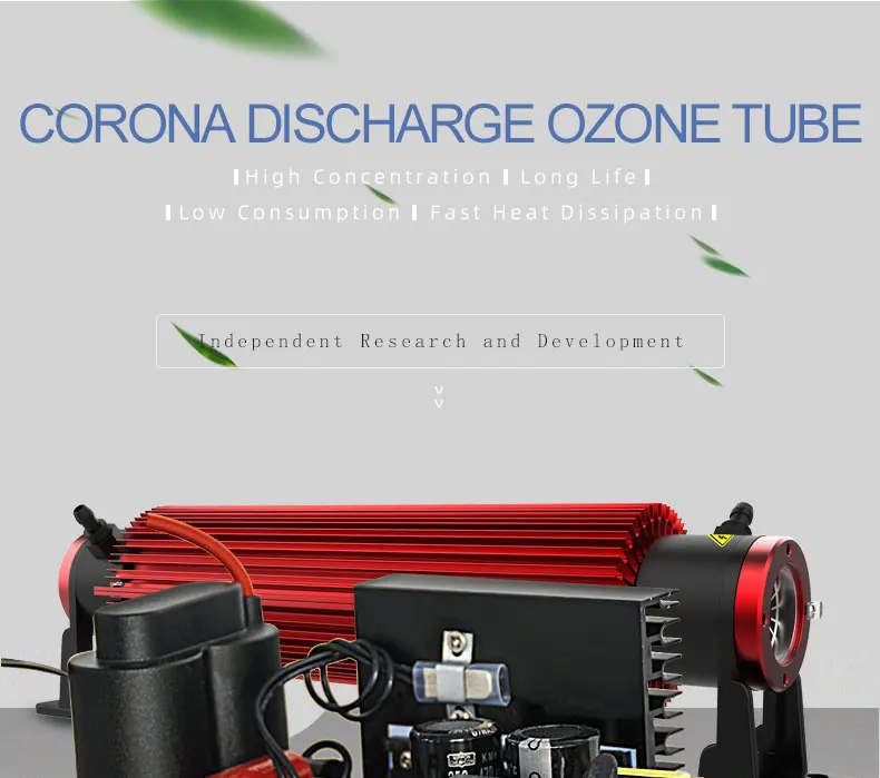 Flygoo Hot Sale 10G 15G Air-cooled Corona Discharge Electrodes Quartz Glass Tube Ozone Generator ...