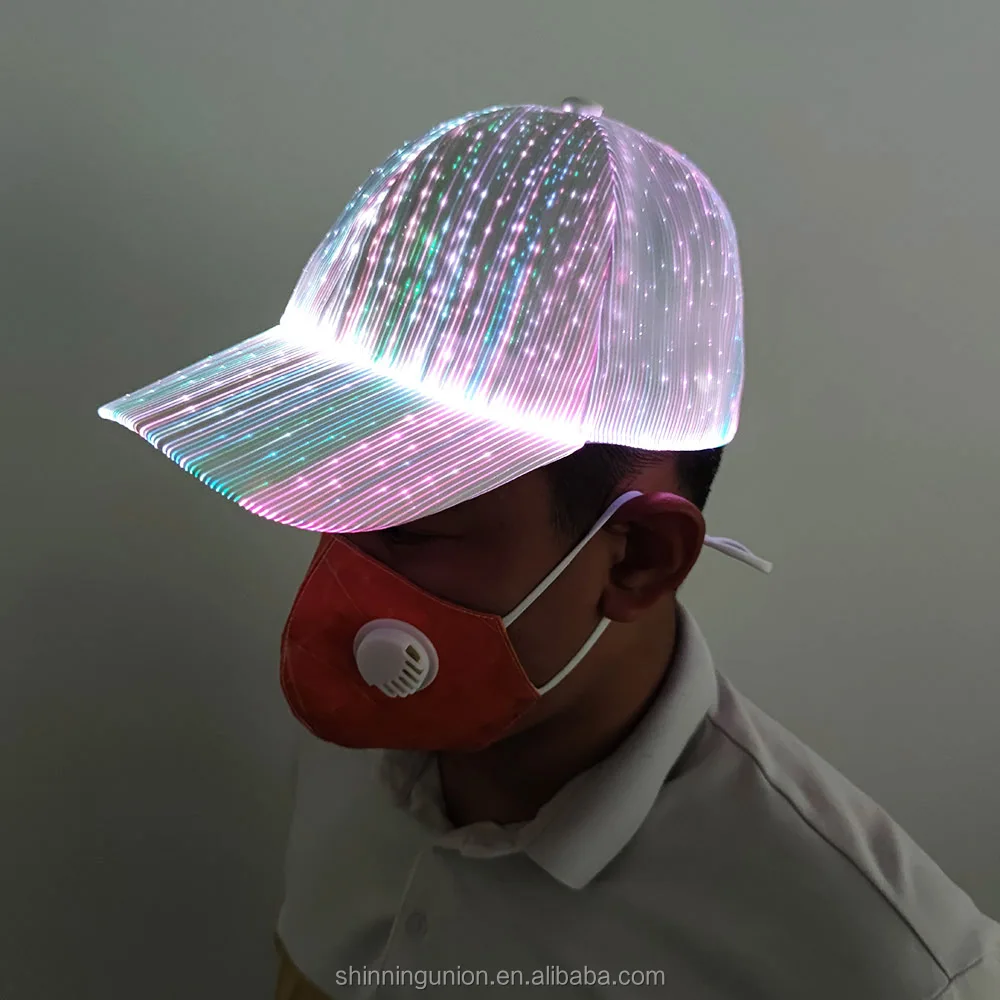 Rechargeable RGB LED Baseball Cap - Custom Logo & Fiber Optic