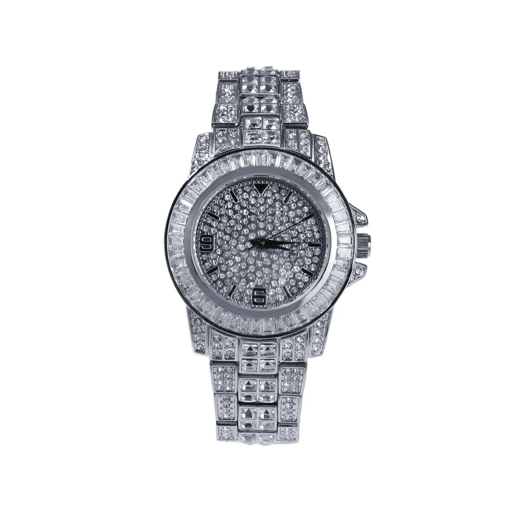 Ultimate Sliver Hip Hop Royalty Watch With Diamond Link Band And Bling ...