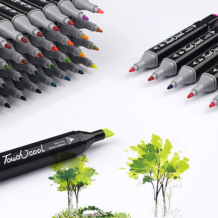 Marker Pens with Permanent Indelible Ink - Dual Tip Art Markers