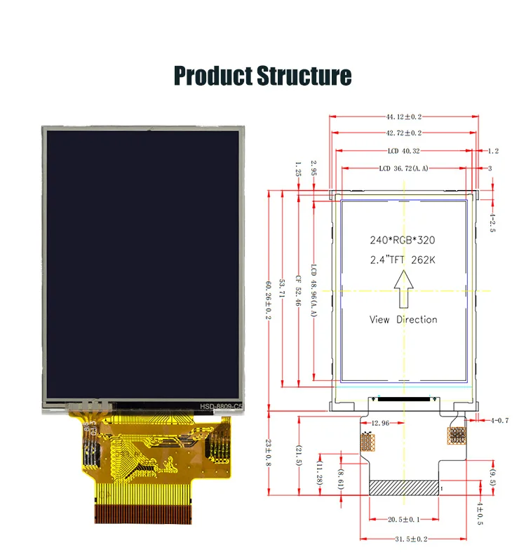 Oem 2.4 Inch Lcd Tft Screen Display 220cd/m2 And 1000nits Brightness ...