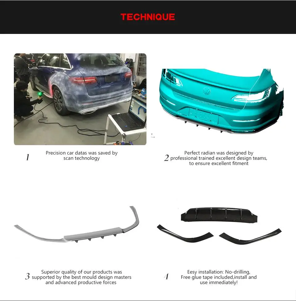 Carbon Fiber Rear Diffuser for Volkswagen Arteon 2019-2020