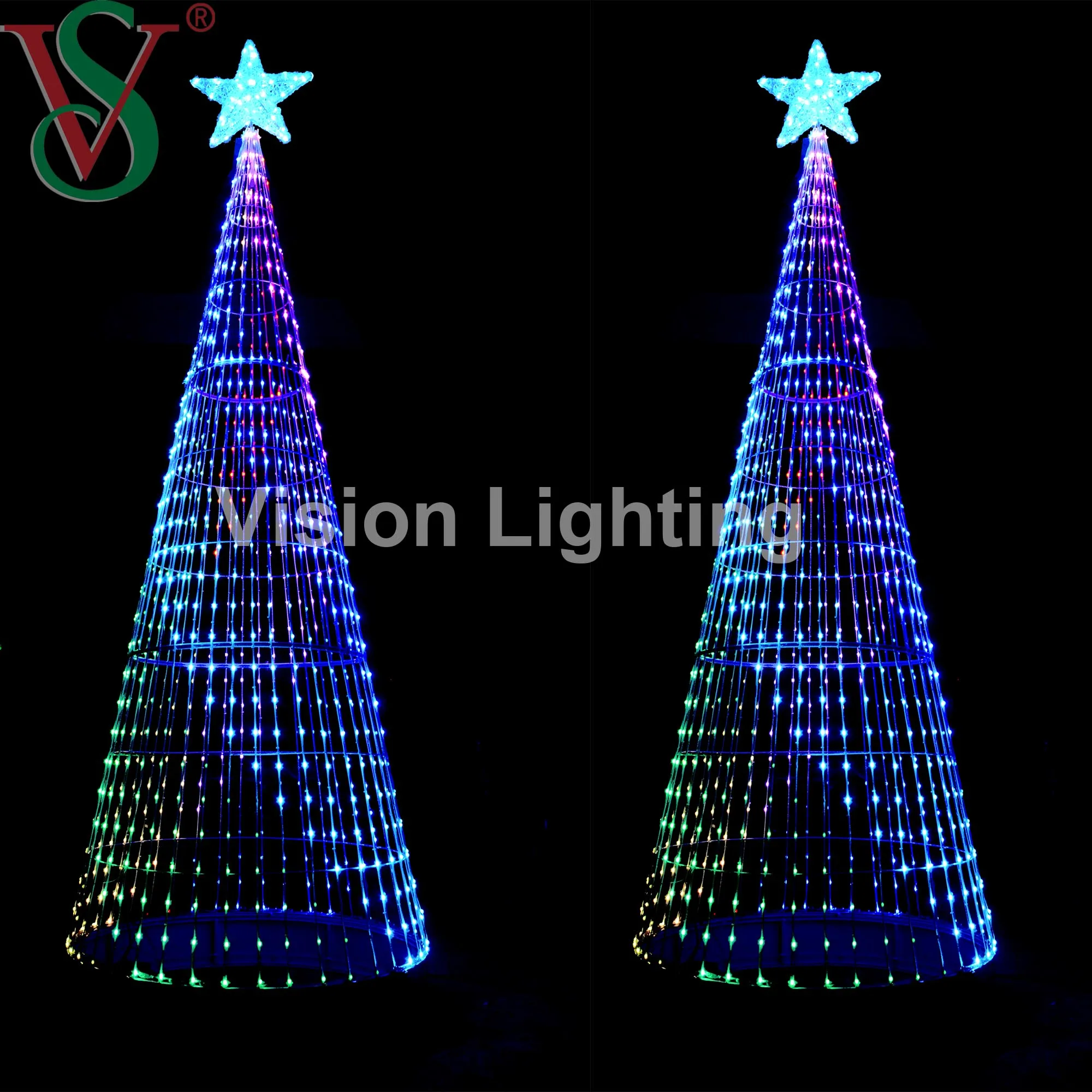Smart Programmable Cone Tree Light - RGB DMX Technique