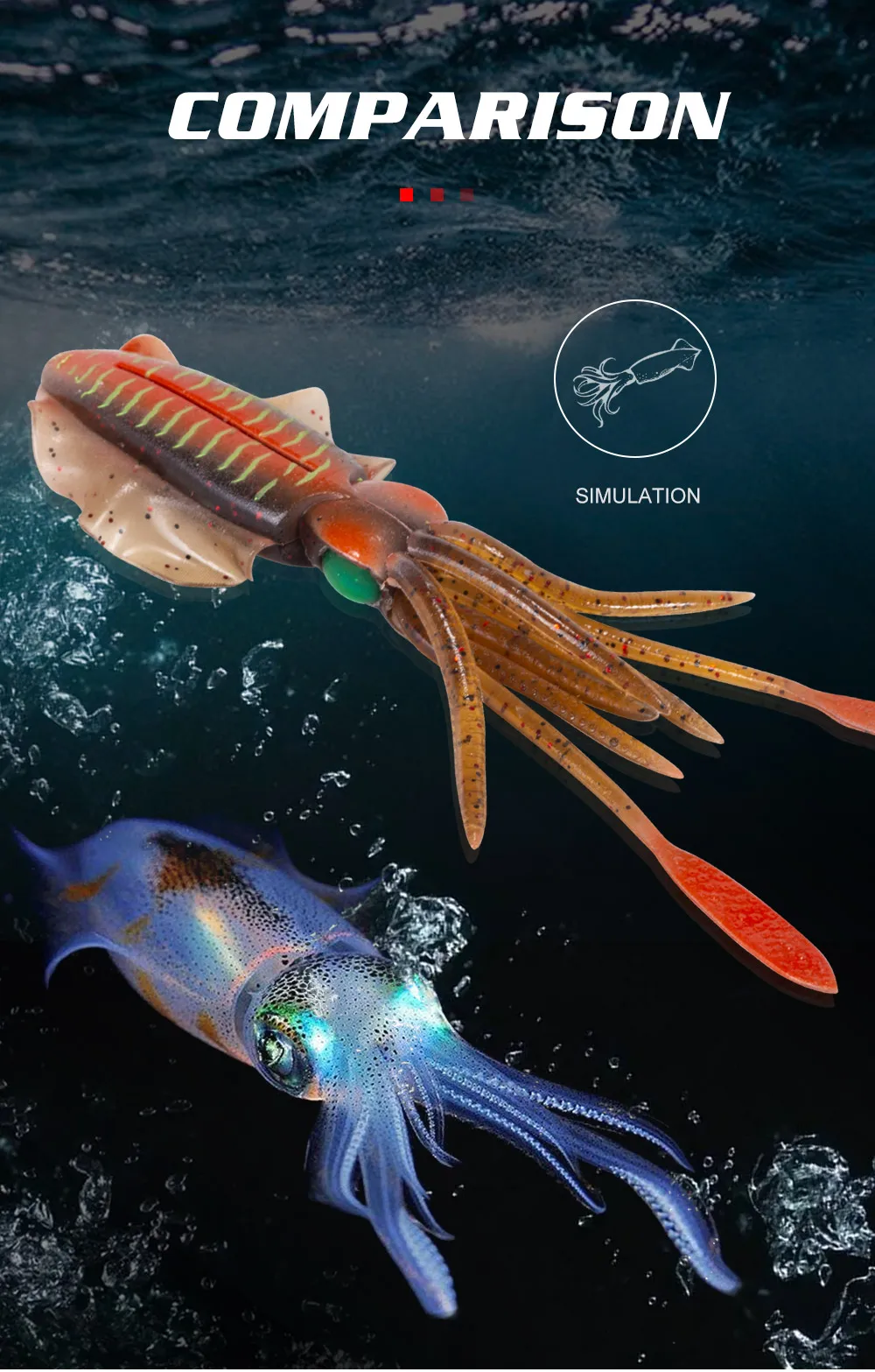 Hunt House New Arrival Luminous Squid Fishing Bait Soft Plastic Bait ...