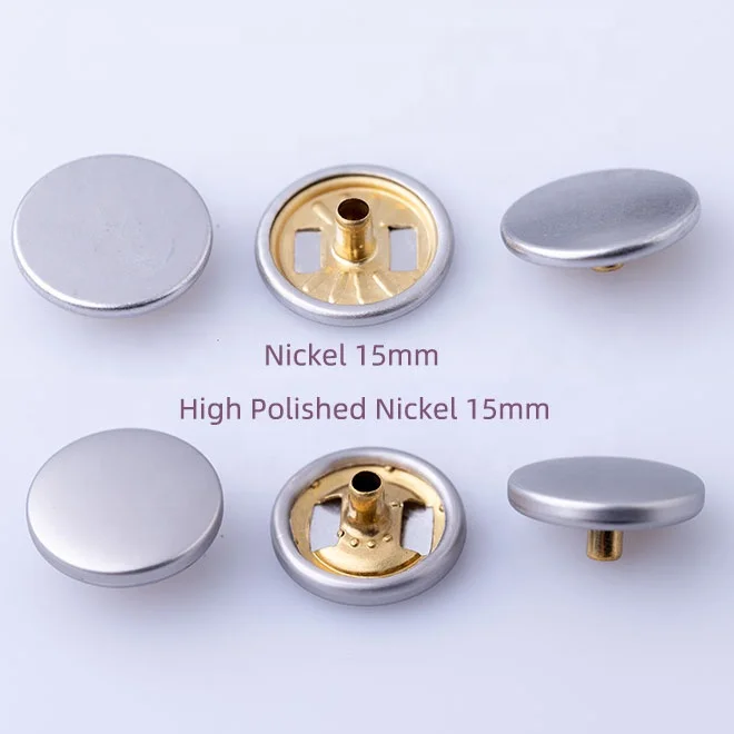 Custom Classic Metallic Button Brass Flat Cap Press Metal Snap Button ...