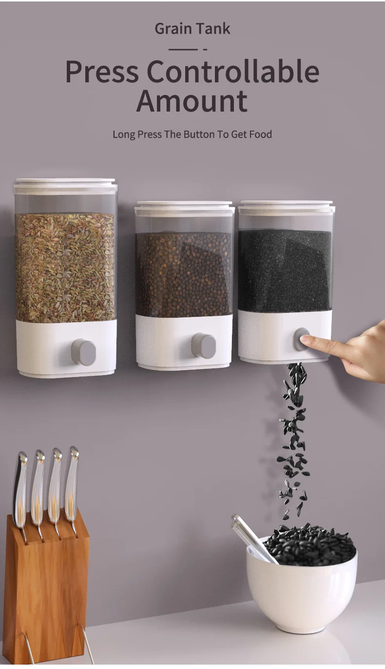 Modern Wall-mounted Folding Plastic Containers Small Dry Food Dispenser ...