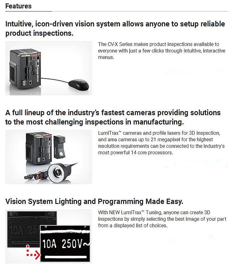 KEYENCE CV-X100F Intuitive Vision System - Image Sensor/controller
