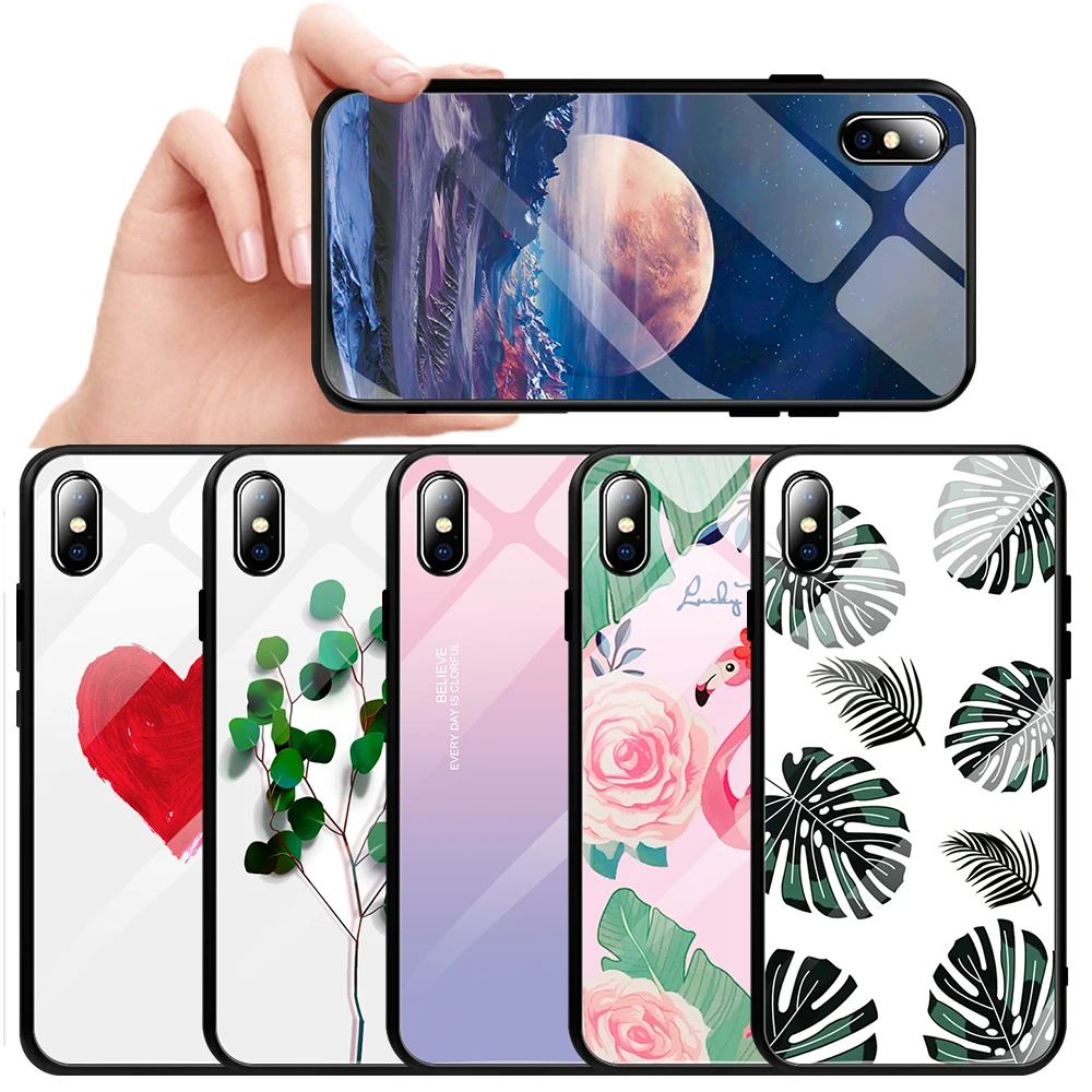 New Fashion Painted Pattern Phone Case Original Tempered Glass Mobile ...
