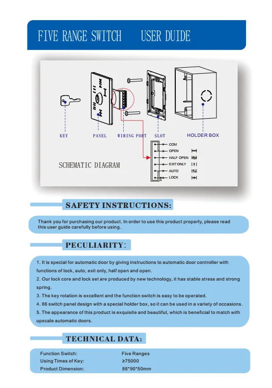 Dl31 5 Position Key Switch For Automatic Doors - Buy Key Switch,Key ...