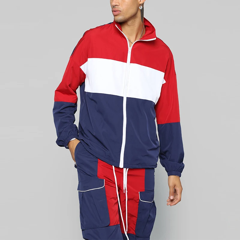 Custom Fashion Colorblock Patchwork Waterproof Tracksuits For Men - Buy ...