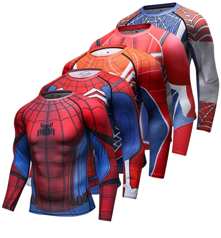 Custom Sport Rashguard Spiderman Sublimation Men Base Layer Compression ...