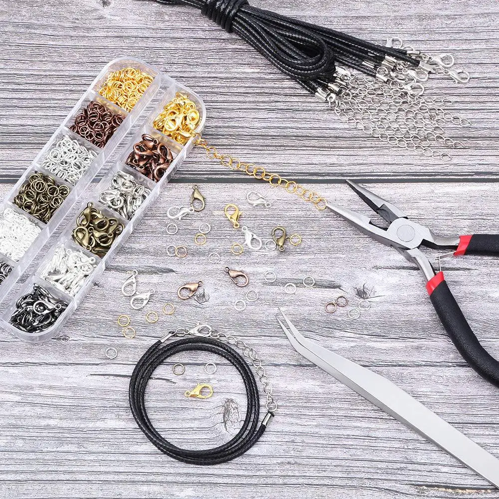1050 Pcs Jewelry Jump Rings Lobster Clasps Necklace Repair Kit With ...