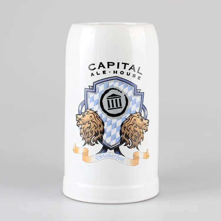 Big Capacity Plain White Custom Ceramic Beer Mug With Lid - Buy Ceramic ...