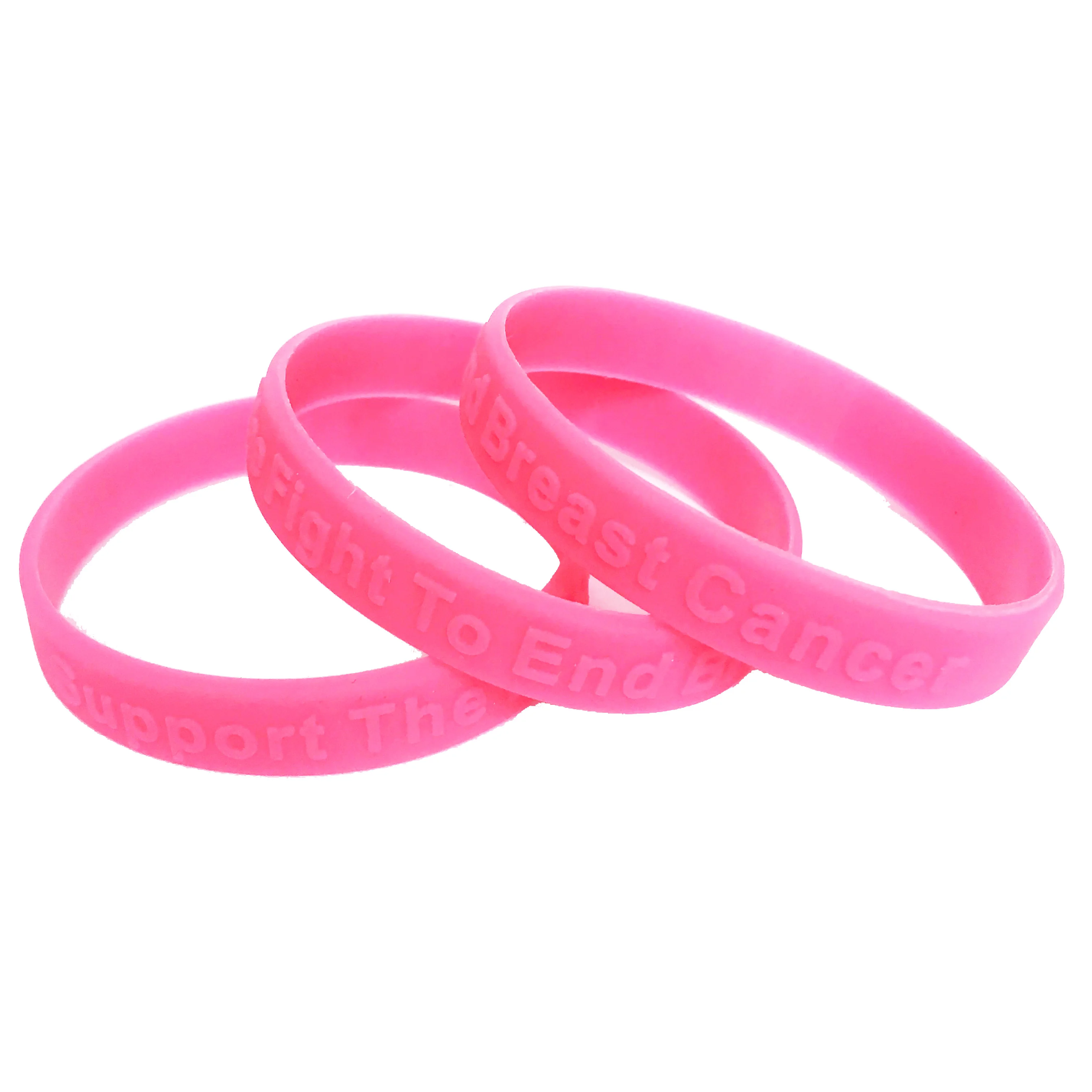 Pink Breast Cancer Awareness Silicone Bracelets Cheap Silicone ...