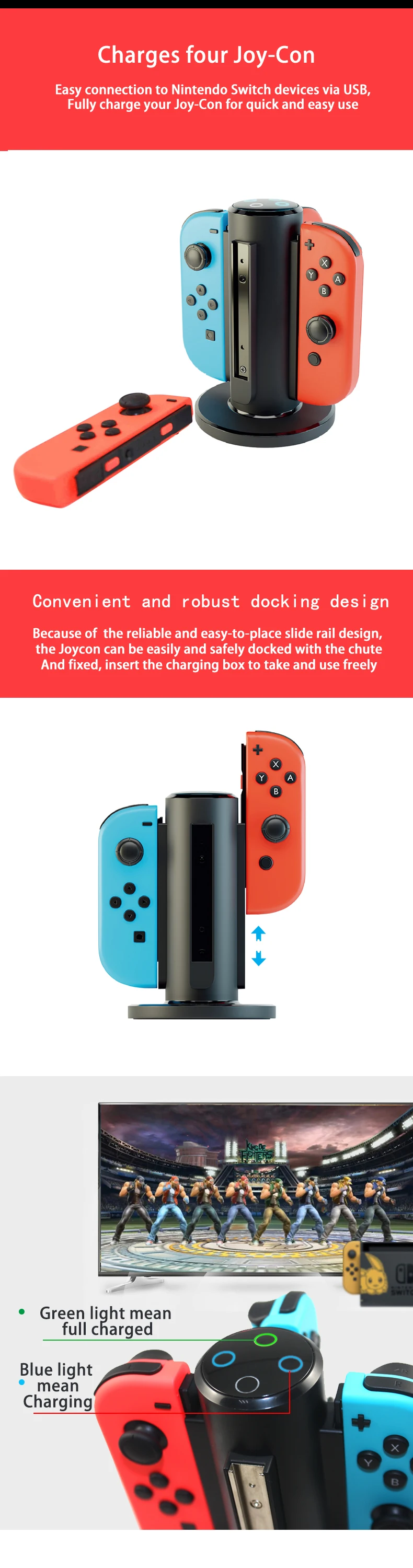 Honcam N-switch Multi Charger Stand For Nintendo Switch Joy-con - Buy ...