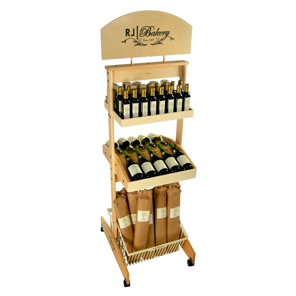Custom Water Supermarket Retail Store Wood Alcohol Wine Display Floor ...