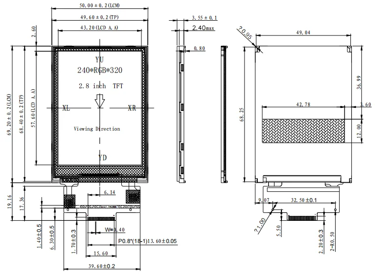2.8 Inch TFT LCD Display - 240x320 Resolution, SPI Interface