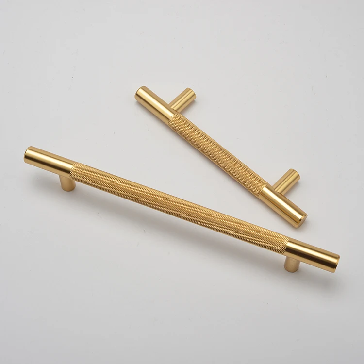 Latest China New Model T Shape Kitchen Handle Gold Aluminum Knurled ...