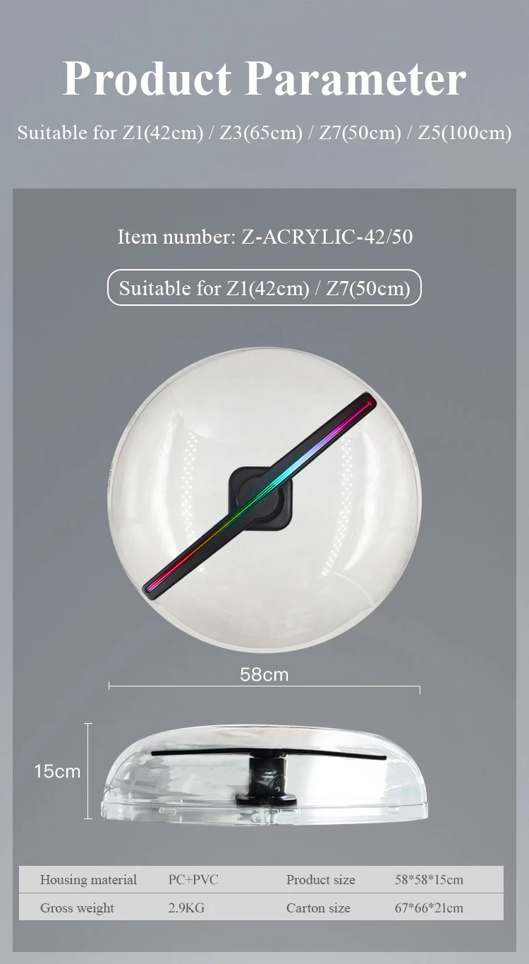 Z1 Z7 42cm Plastic Acrylic Transparent 3d Fan Display Case