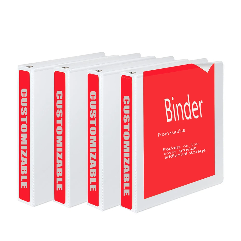 Customizable White Plastic 1 Inch 3 Round Ring Binder