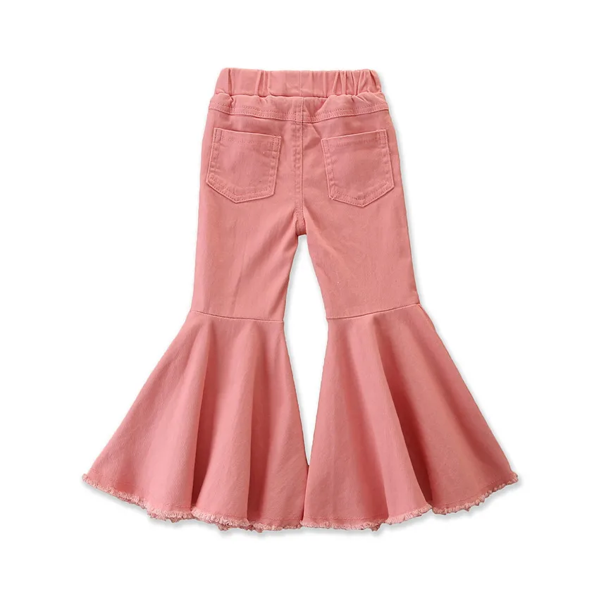 2020 New Arrival Pink Ripped Bell-bottoms Cute Flared Pink Denim Pants ...